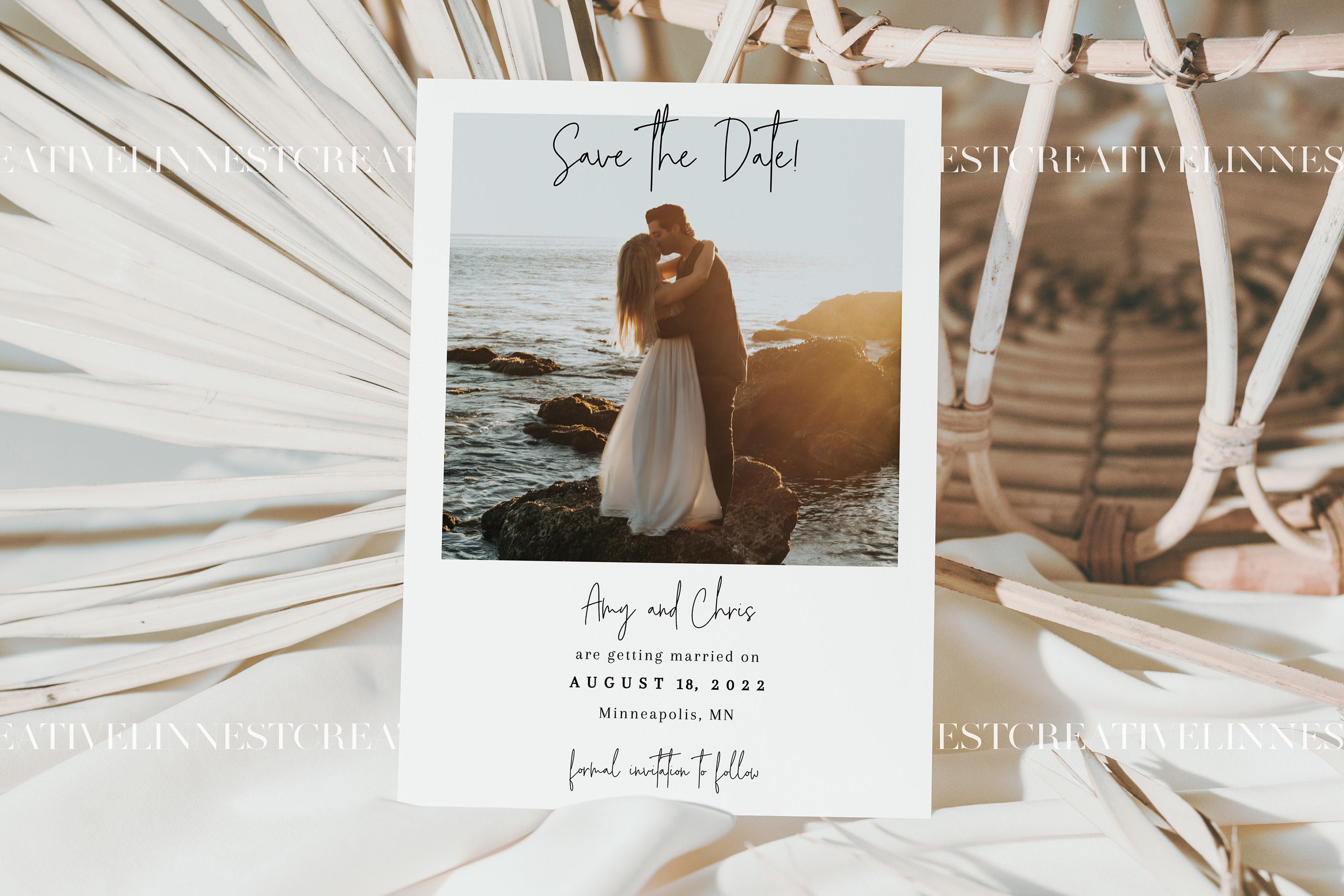 Sunny Boho Invite Mockup Neutral Card Mockup Invitation | Etsy
