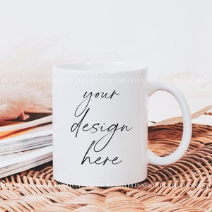 10 Boho White Coffee Mug Mockup Bundle, 11 Oz Mug Mock Ups, Cozy ...