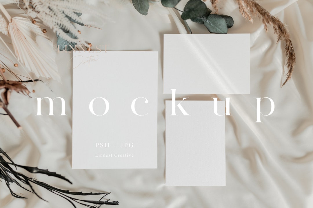 Earthy Boho Wedding Suite Mockup, Minimalist Wedding Stationary Mockup ...