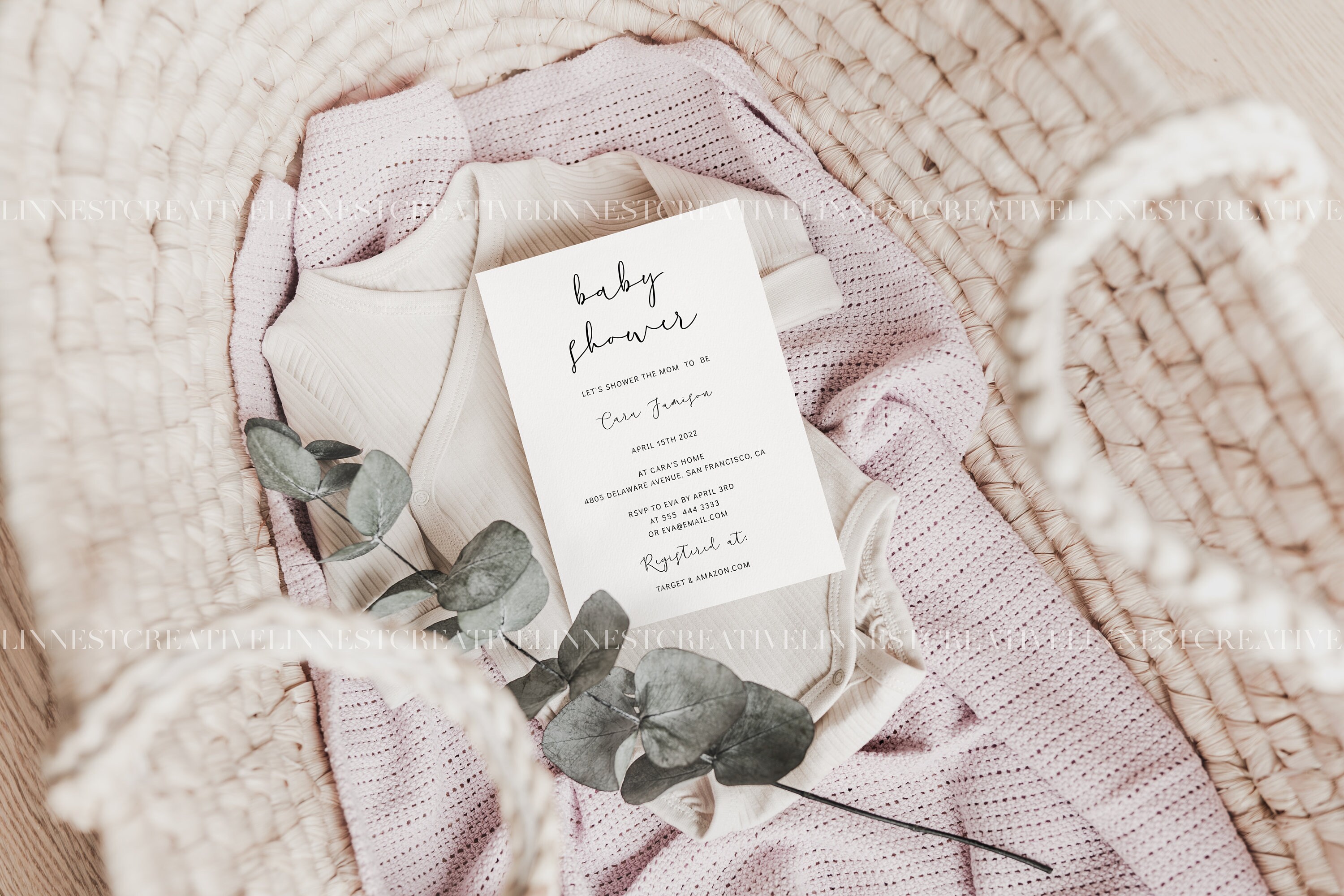 Baby Shower Mockup, 5x7" Card Mockup, Minimalist Empty White Card, Baby ...