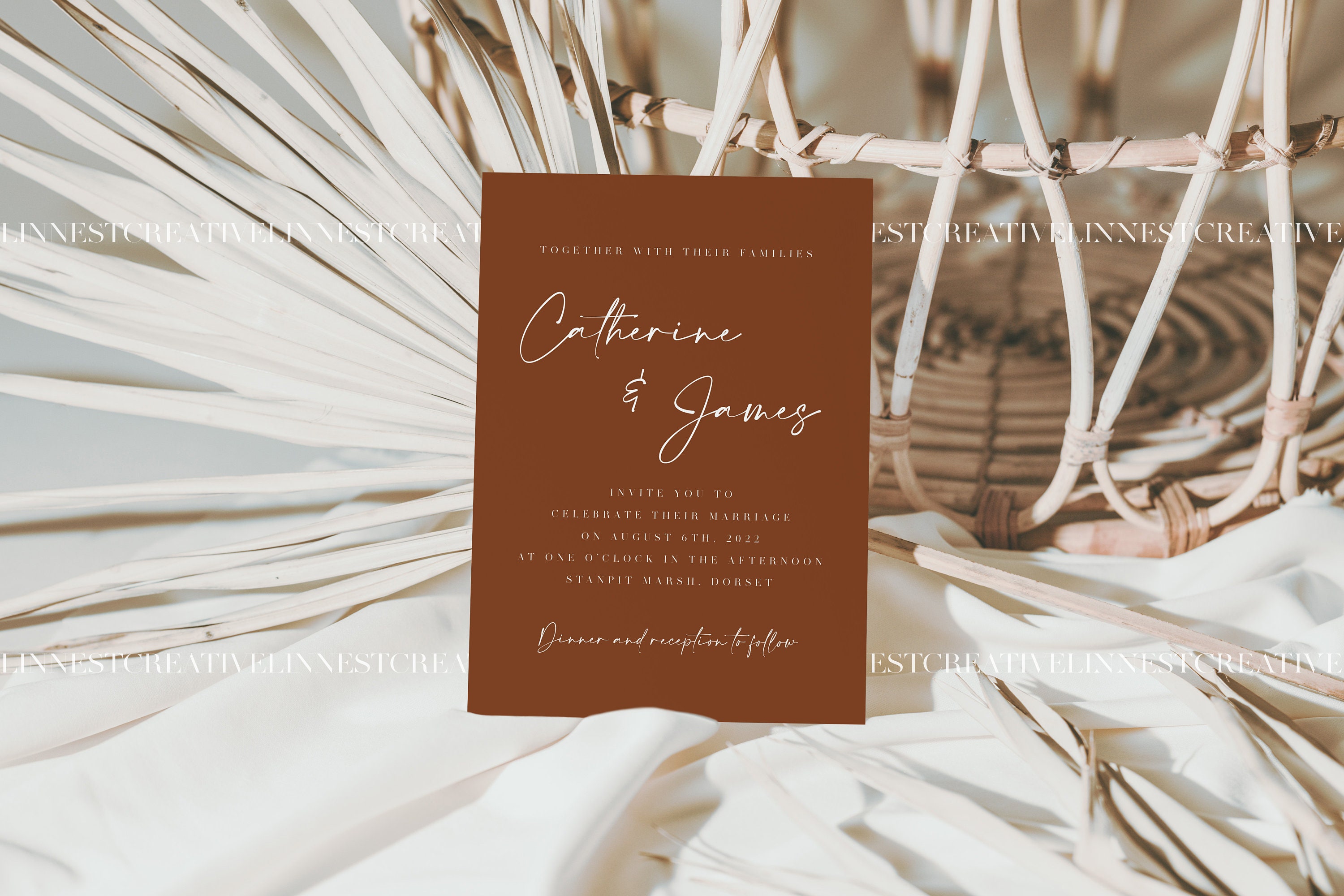 Sunny Boho Invite Mockup, Neutral Card Mockup Invitation, Greeting Card Mockup, Boho Card Mockup ...