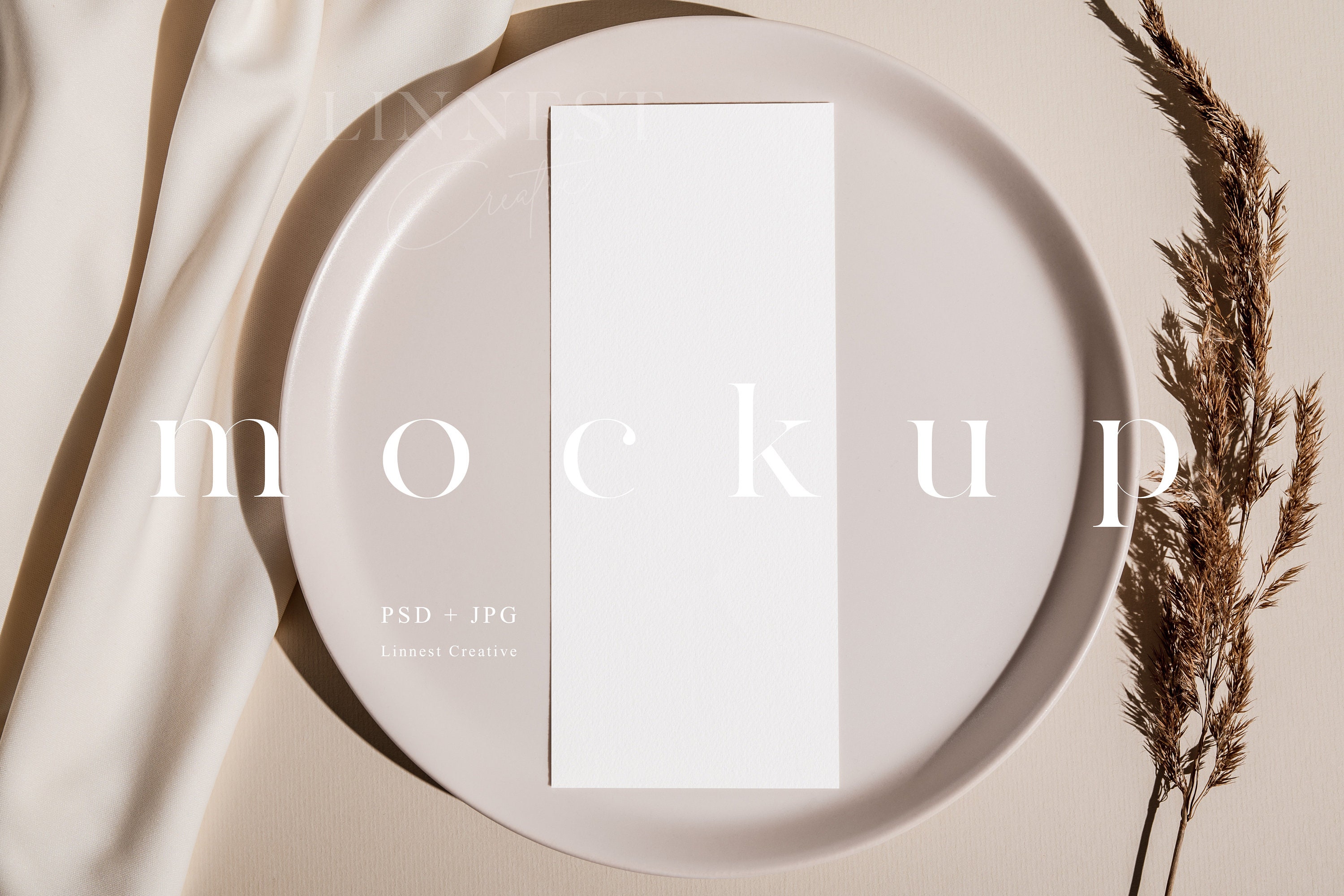 Wedding Menu Mockup Minimal Menu Mockup on Plate Wedding | Etsy