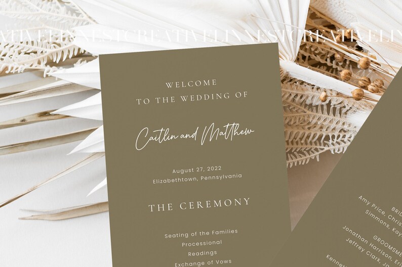 Earthy Wedding Program Mockup, Boho Wedding Stationary Mockup, 4x8 Menu ...