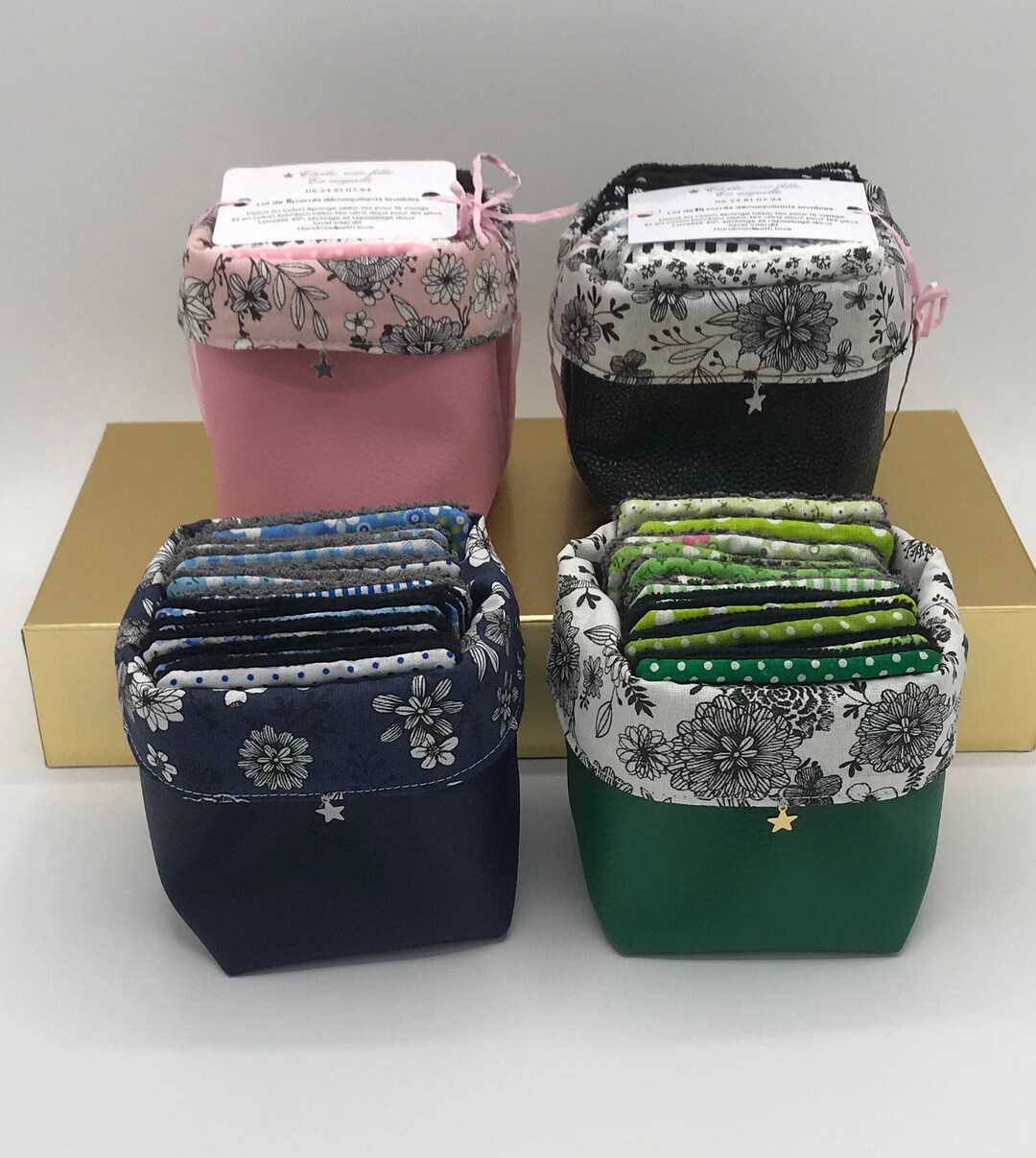 Lot 14 Squares With Faux Leather Basket - Etsy UK