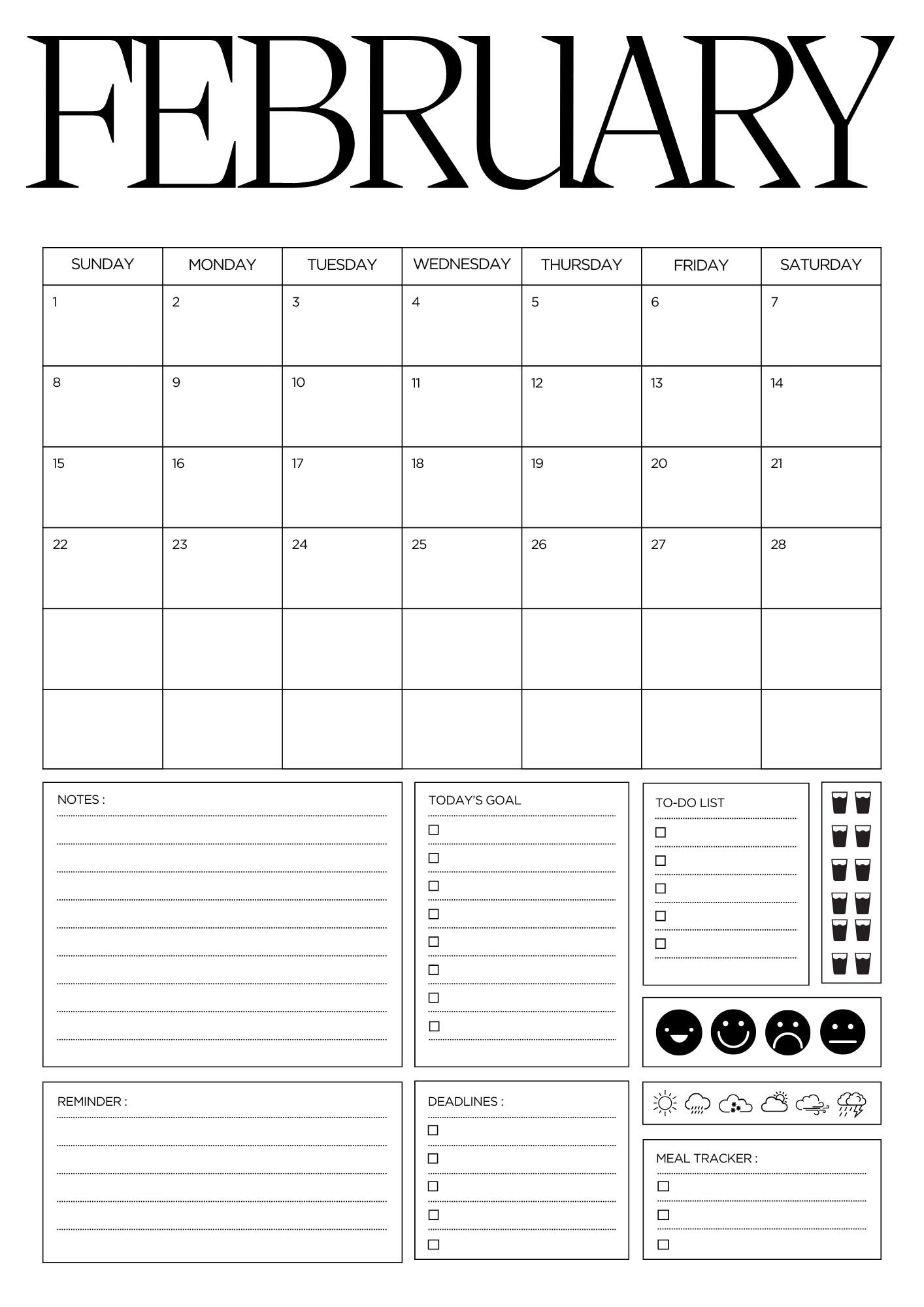 2026 Monthly Planner Printable, To-do List, Goal Tracker , Deadline ...
