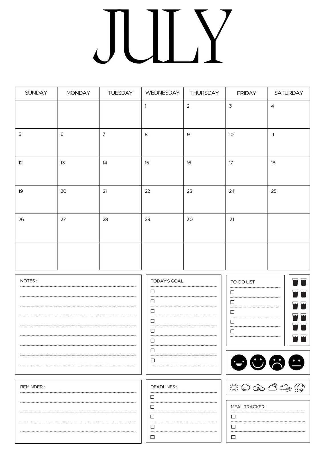 2026 Monthly Planner Printable, To-do List, Goal Tracker , Deadline ...