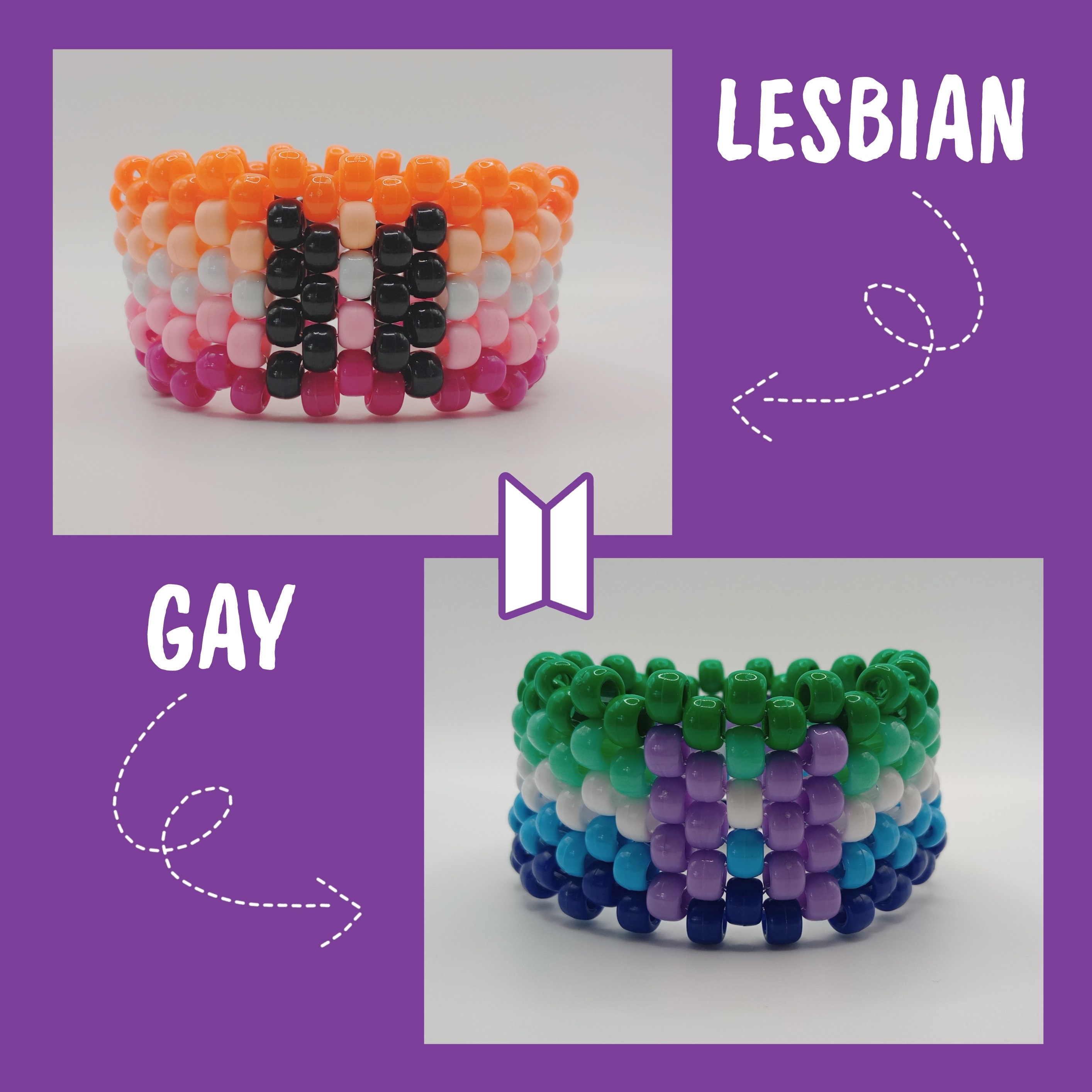 LGBTQ Pride Flag BTS Logo Kandi Cuff Bracelets - Etsy