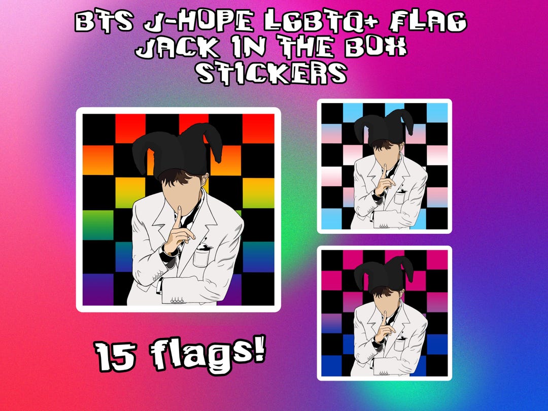 LGBTQ+ Pride Flag BTS J-hope Jack in the Box Stickers - Etsy