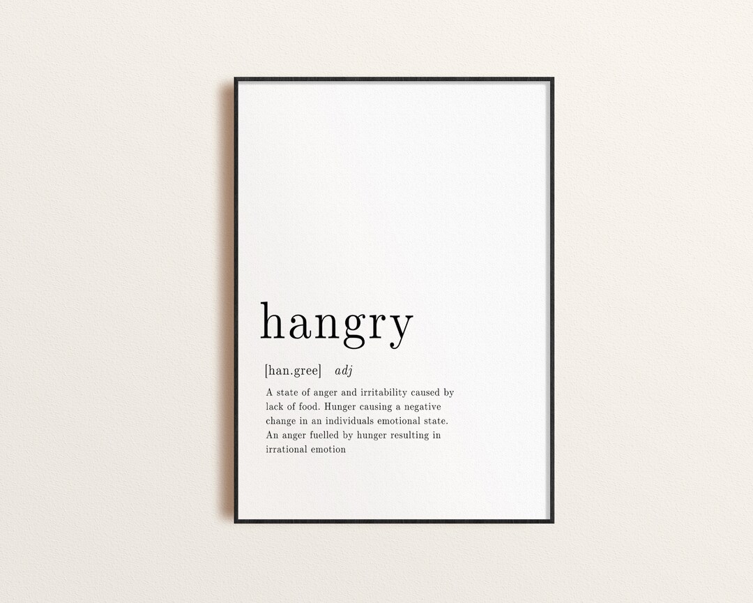 Hangry Definition Print, Hangry Print, Bestie Gift, Definition Poster ...
