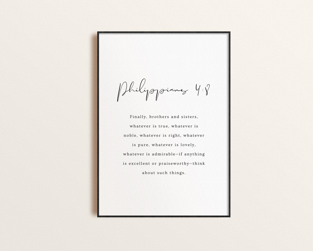 Philippians 4:8 Wall Art, Bible Verse Print, Scripture Printable Wall ...