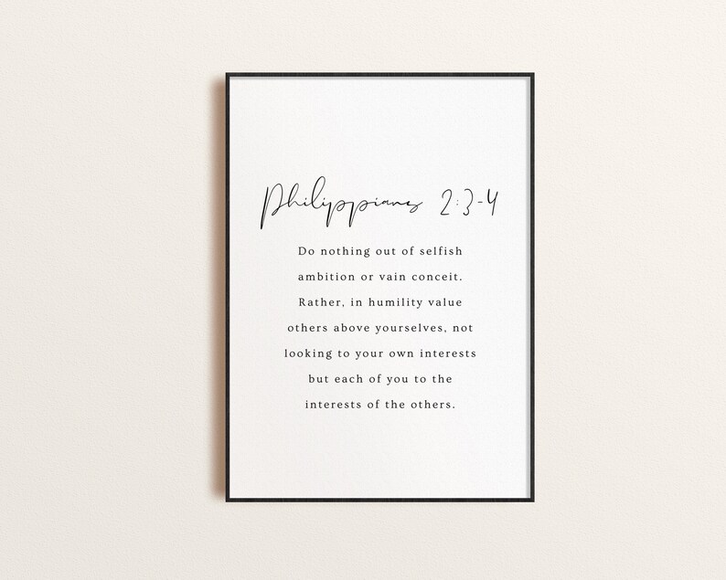 Philippians 2:3-4 Wall Art, Bible Verse Print, Scripture Printable Wall ...