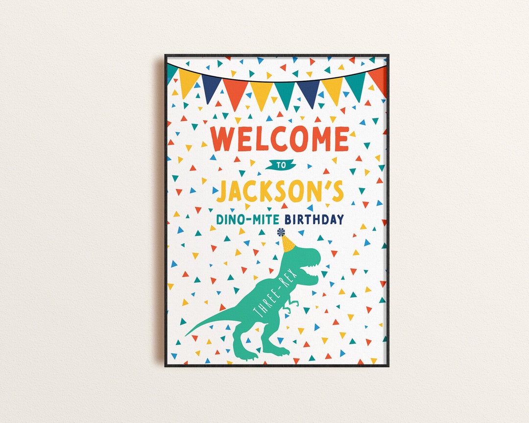 Dinosaur Welcome Sign, Editable Template Jurassic Park Theme Dinosaur ...