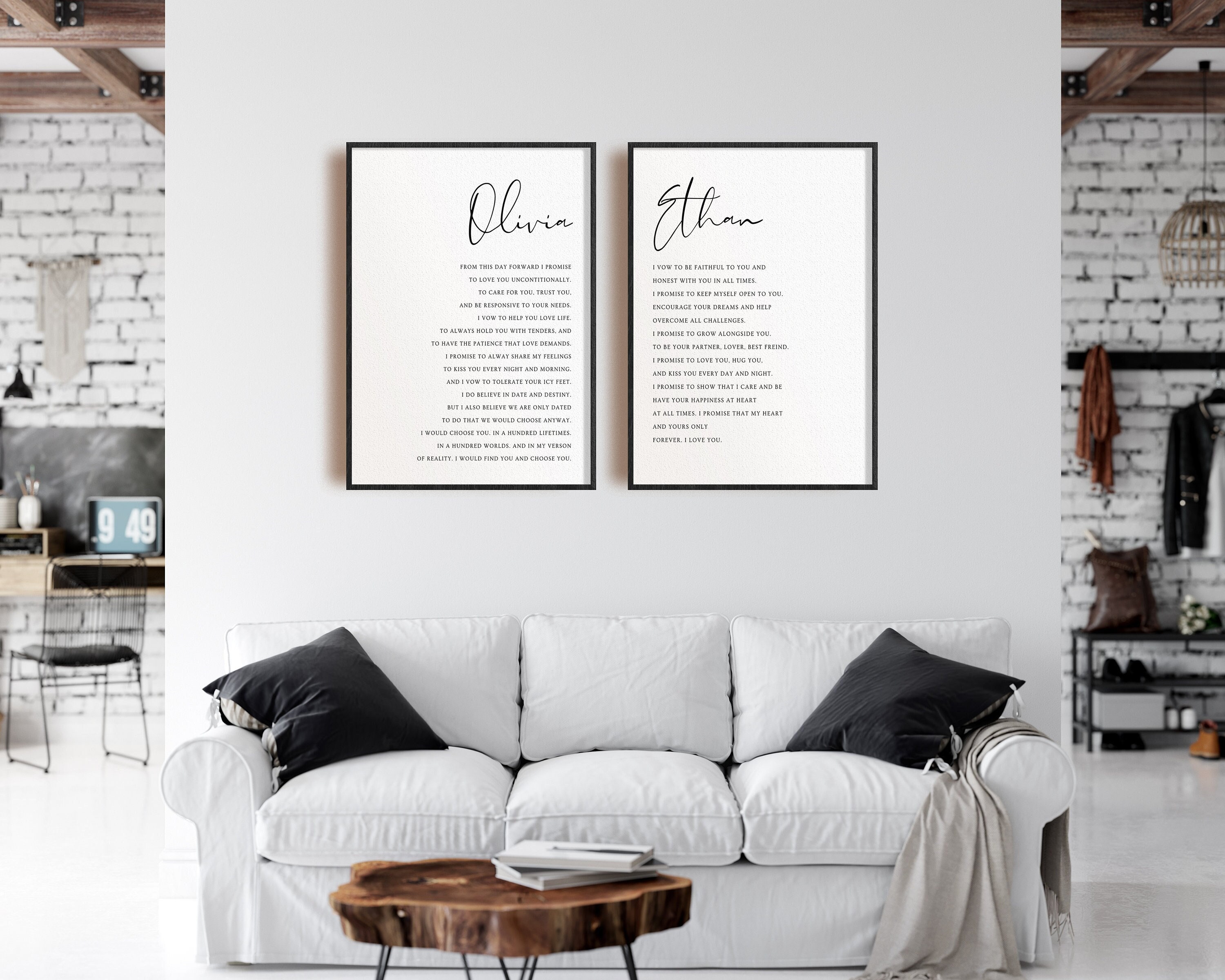 Custom Wedding Vow Wall Art Print, Wedding or 1st Anniversary Gift ...