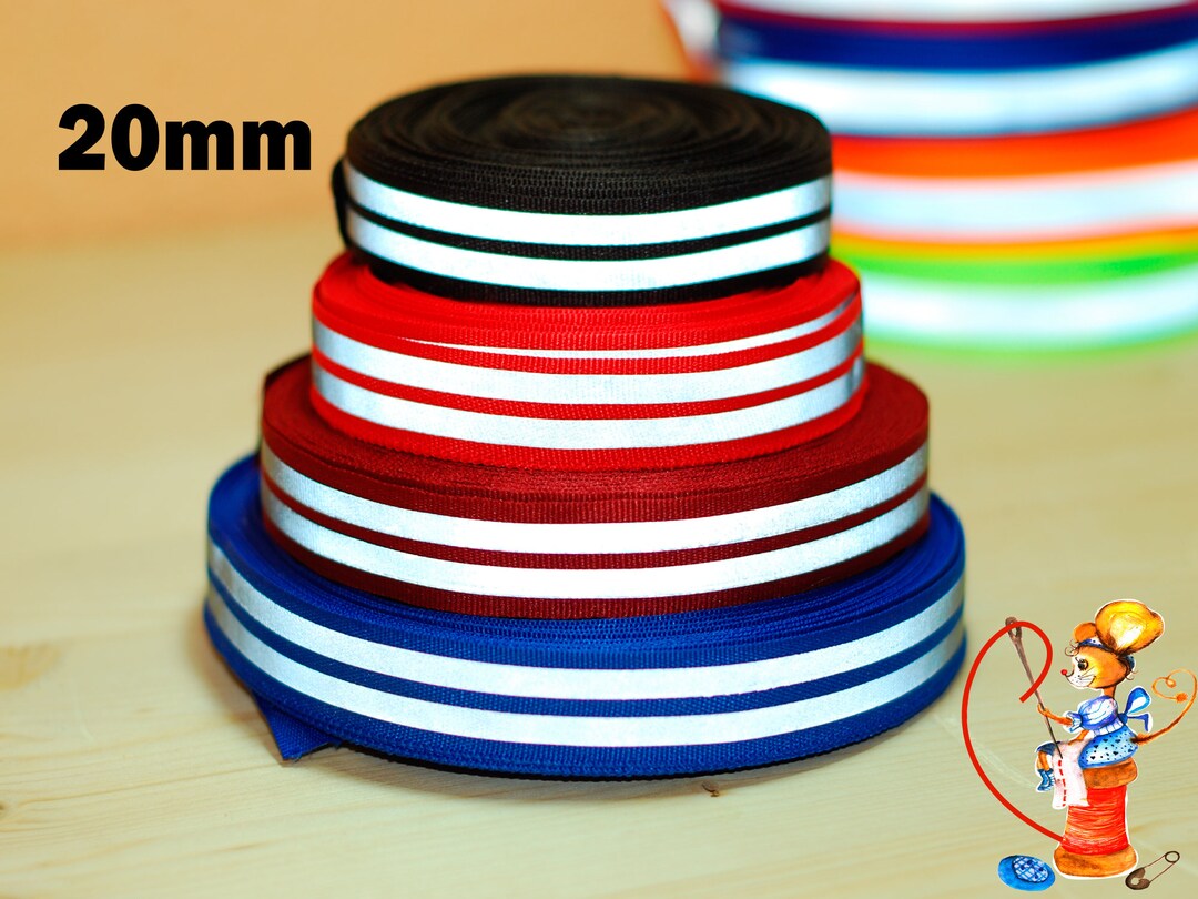 Reflective Tape 20 Mm Black Blue Red Reflector Stripe Reflective Fabric ...