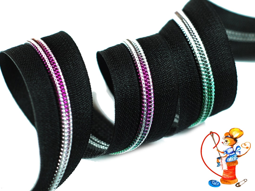 Zipper Endless by the Meter Metallized Rainbow Zipper for Bags DIY ...