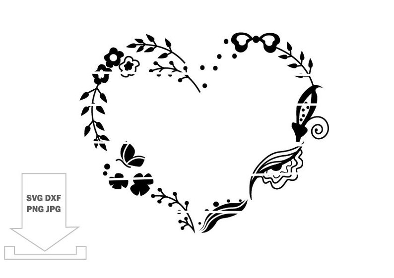 Plotterdatei Kranz Herz Blumenkranz SVG DXF png jpg sofort | Etsy