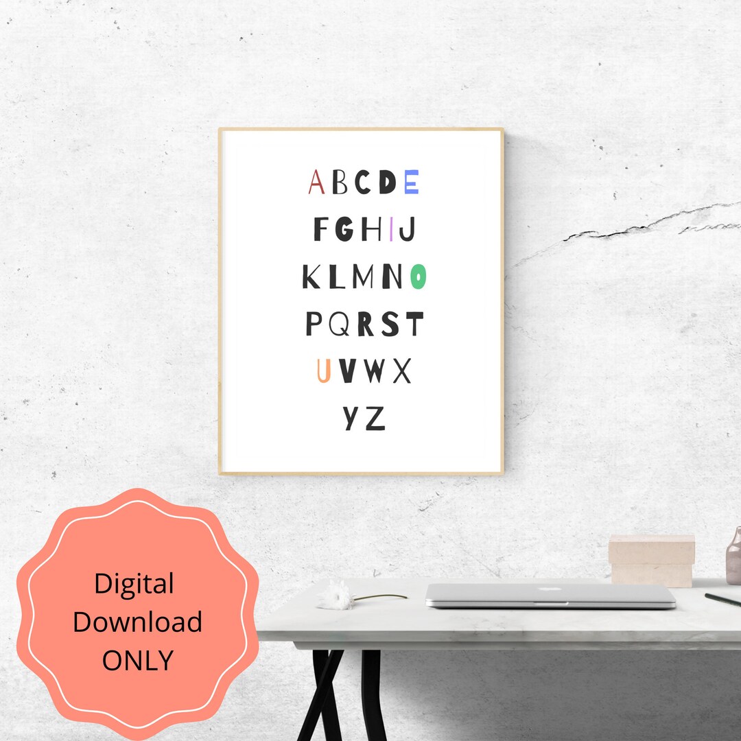 Alphabet and Numbers Printable Wall Art | ABC | 123 | Nursery Kids Room ...