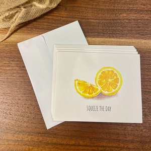 Hand-painted Watercolor Lemon Note Cards With Envelopes Squeeze the Day ...