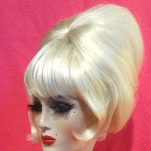 Platinum Blonde Wavy Beehive Costume Wig. | Etsy