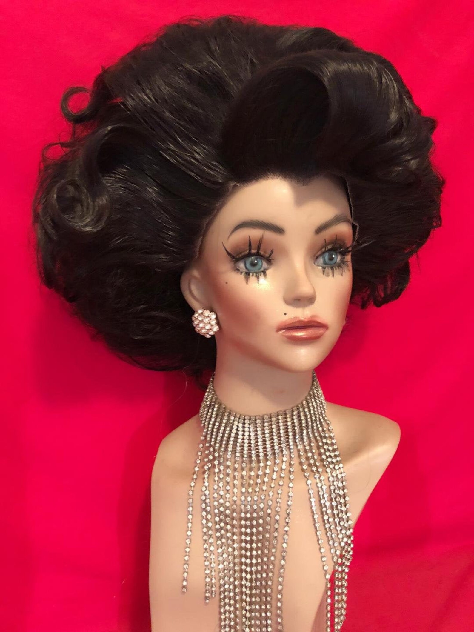 JOAN COLLINS WIG Lace Front Drag Queen Wig Dark Brown 1980s - Etsy