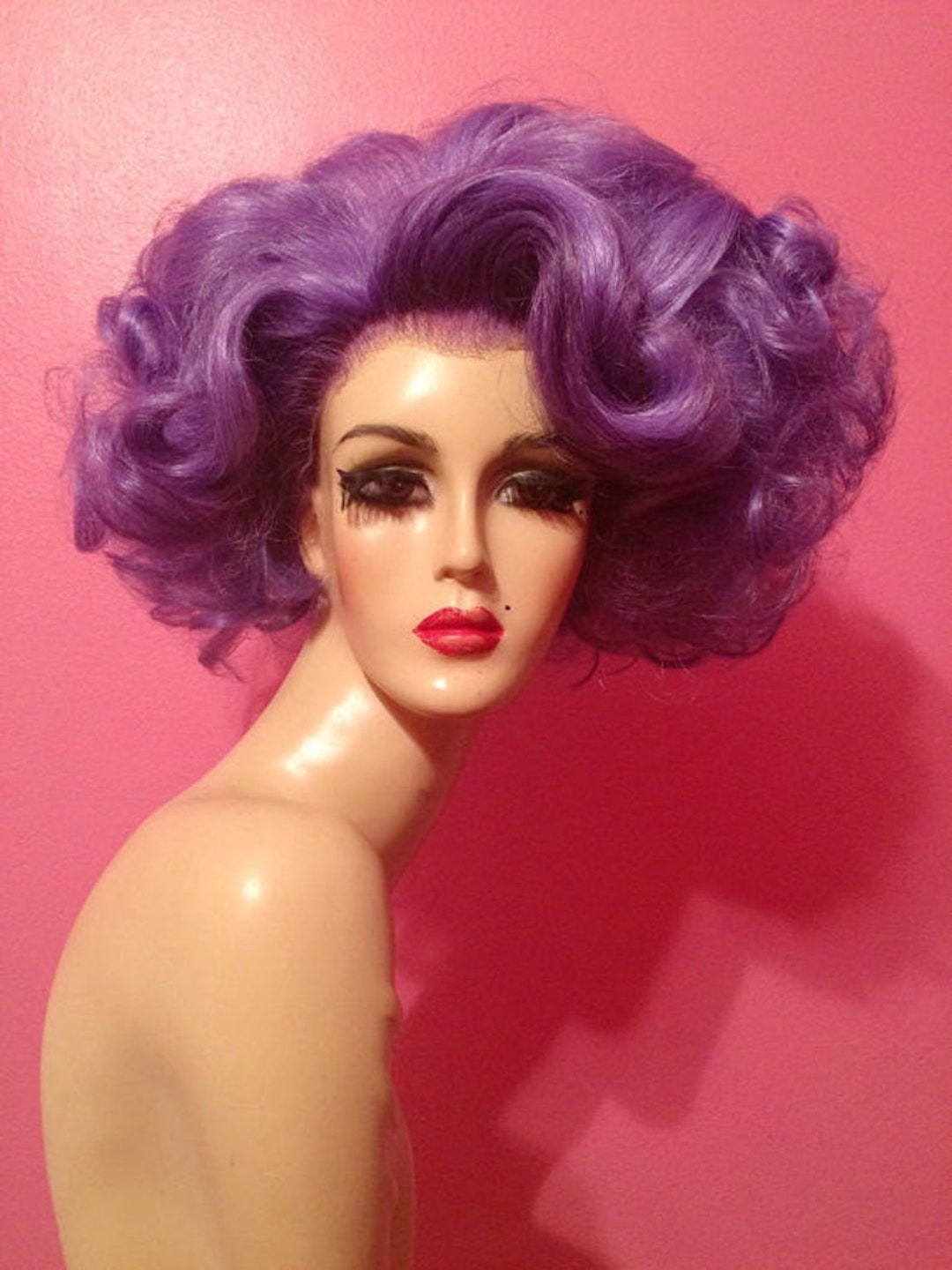 DAME EDNA WIG: Lace Front Wig, 1950s Wig, Purple Costume Wig, Lavender ...