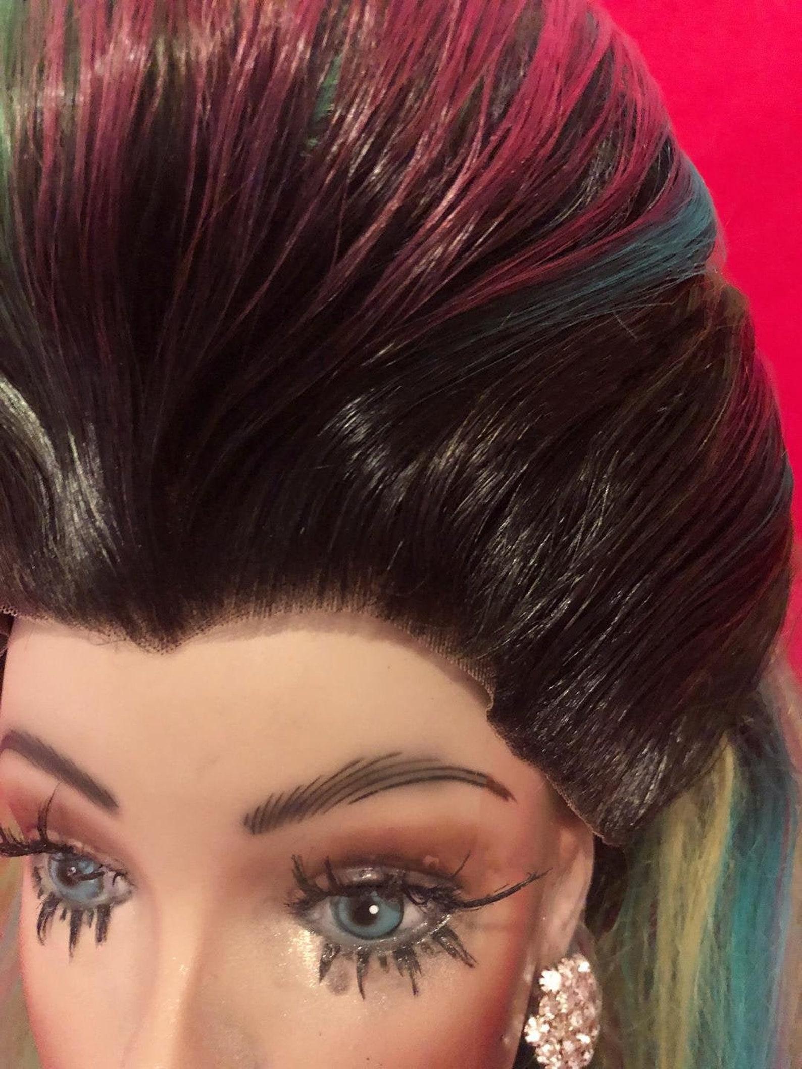 RAINBOW UPDO WIG Lace Front Drag Queen Wig Ombre Beehive Long - Etsy
