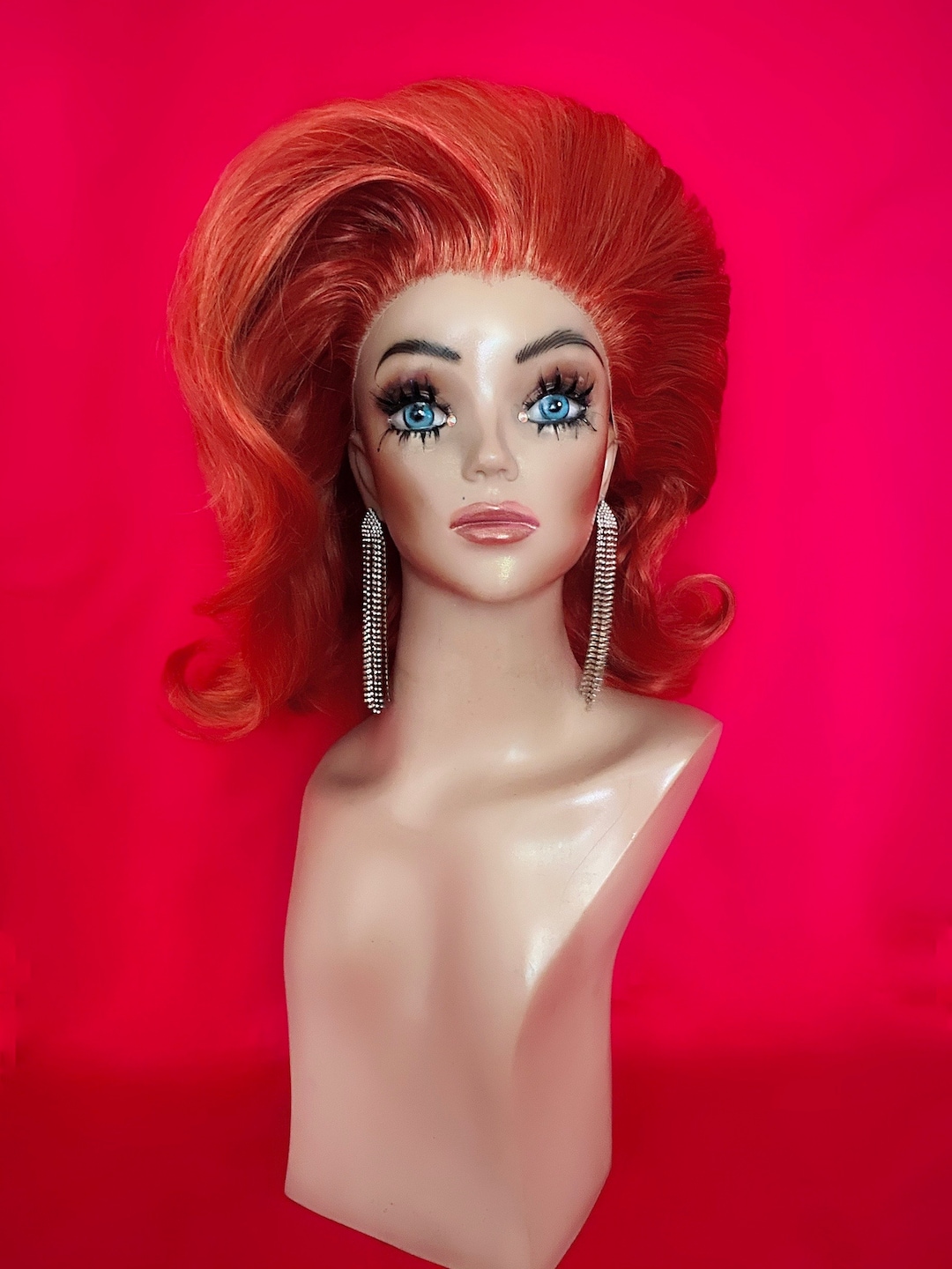 CARROT FLIPPED CURL 1960s Styled Costume Wig, Lace Front, Made to Order ...