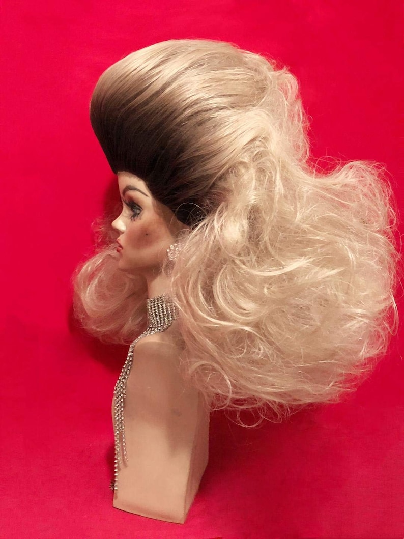 Big Beehive Wig Lace Front Drag Queen Wig Brown Blond Ombre Etsy