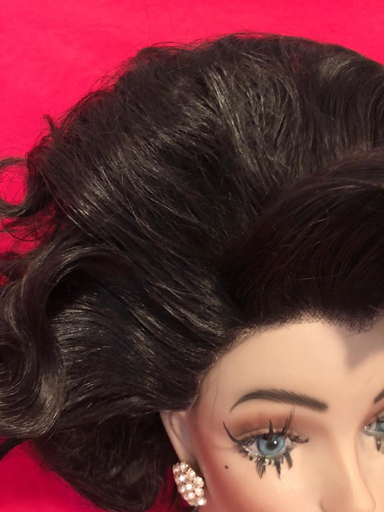 JOAN COLLINS WIG Lace Front Drag Queen Wig Dark Brown 1980s | Etsy