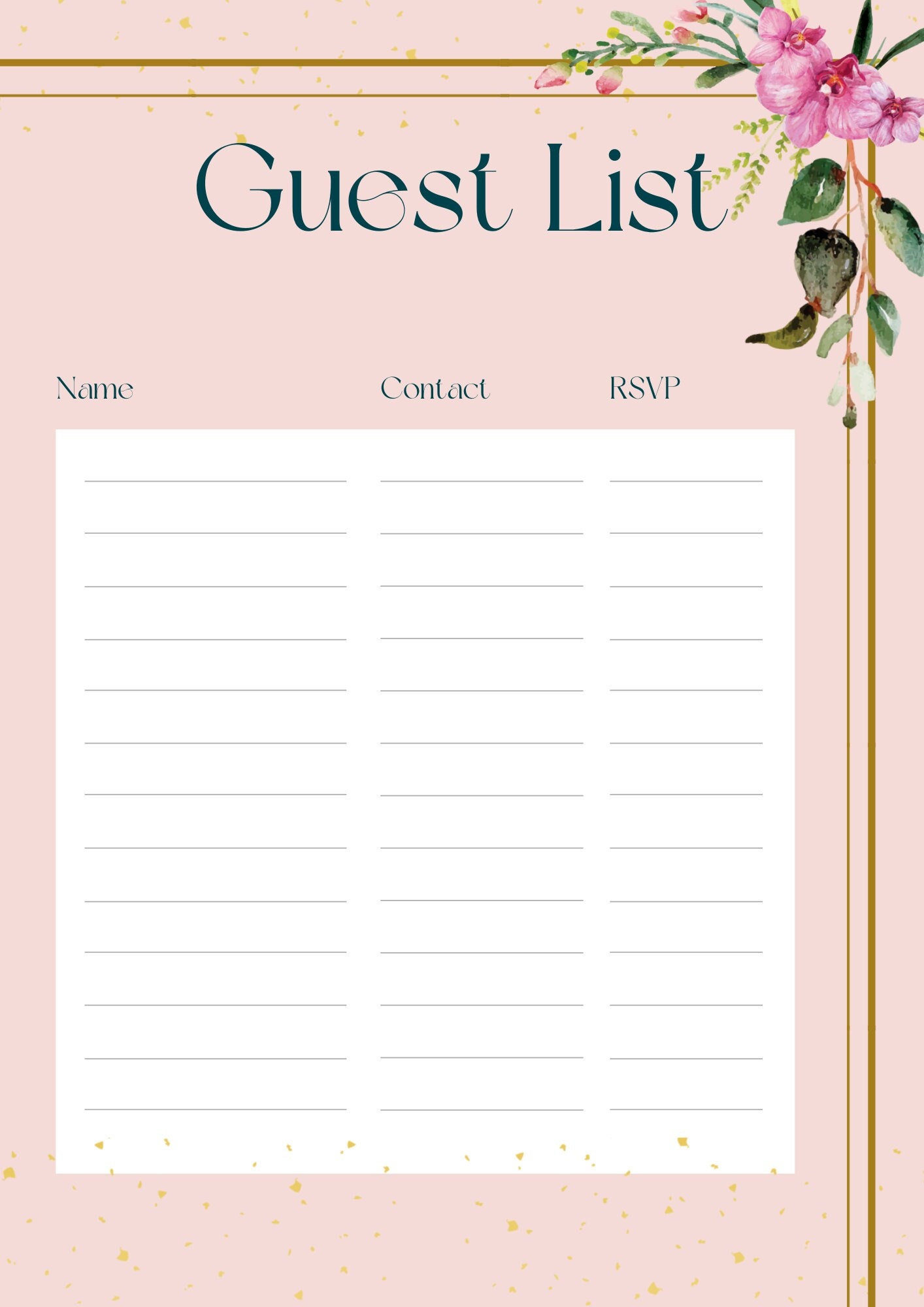 Digital Download - Guest List - Etsy