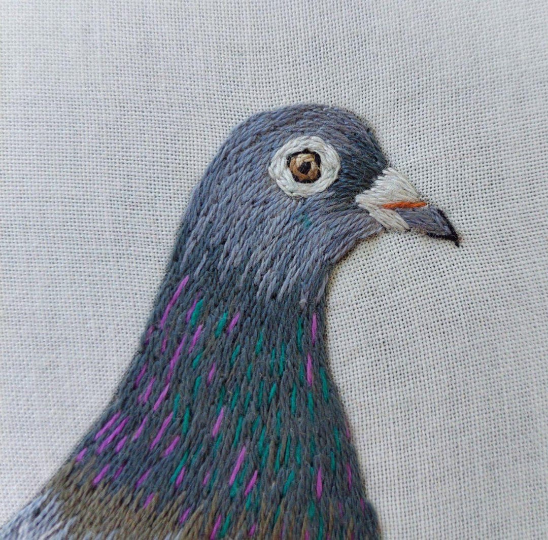 Hand-embroidered Rock Pigeon - Etsy