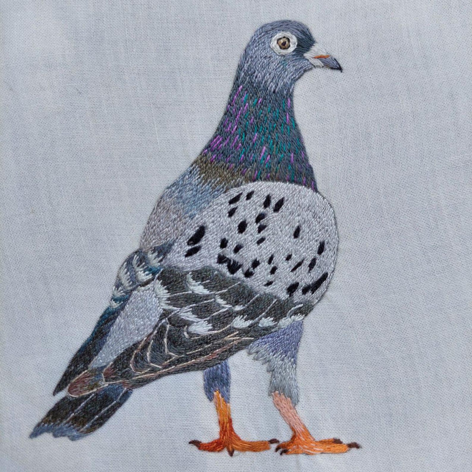 Hand-embroidered Rock Pigeon - Etsy
