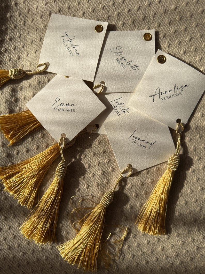 WEDDING / PLACE CARDS With Tassels, Placecards Napkin, Name Tags ...