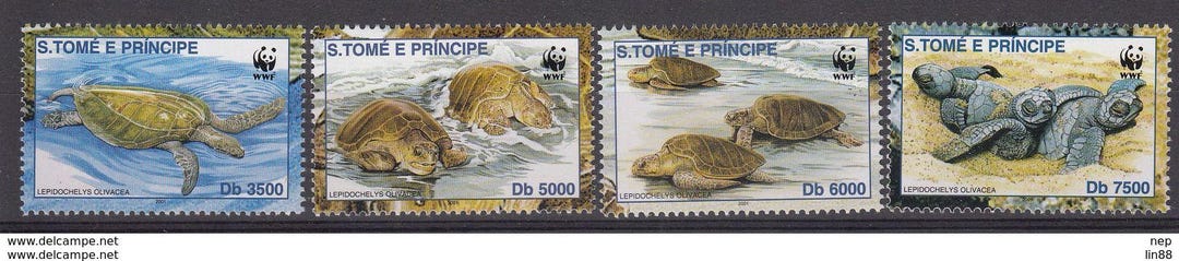 Sao Tome Et Principe 2001 Marine Life Sea Turtles Set of 4 MNH With WWF ...