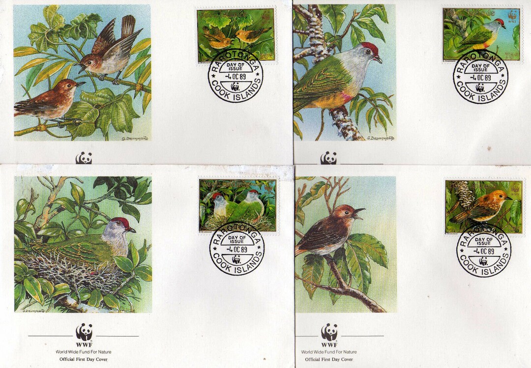 Cook Islands 1989 Endangered Birds Set of 4 on WWF Fdcs - Etsy