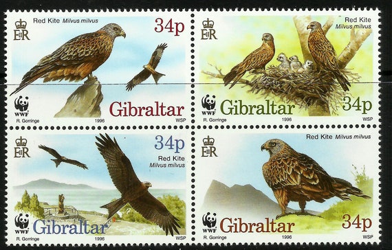 Gibraltar 1996 Endangered Red Kite Set of 4 MNH With WWF Panda - Etsy