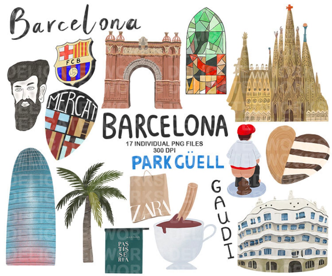 Barcelona Clipart, Sticker Clipart, Spain Clipart, Cute Clipart ...