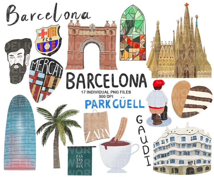 Barcelona Clipart, Sticker Clipart, Spain Clipart, Cute Clipart ...