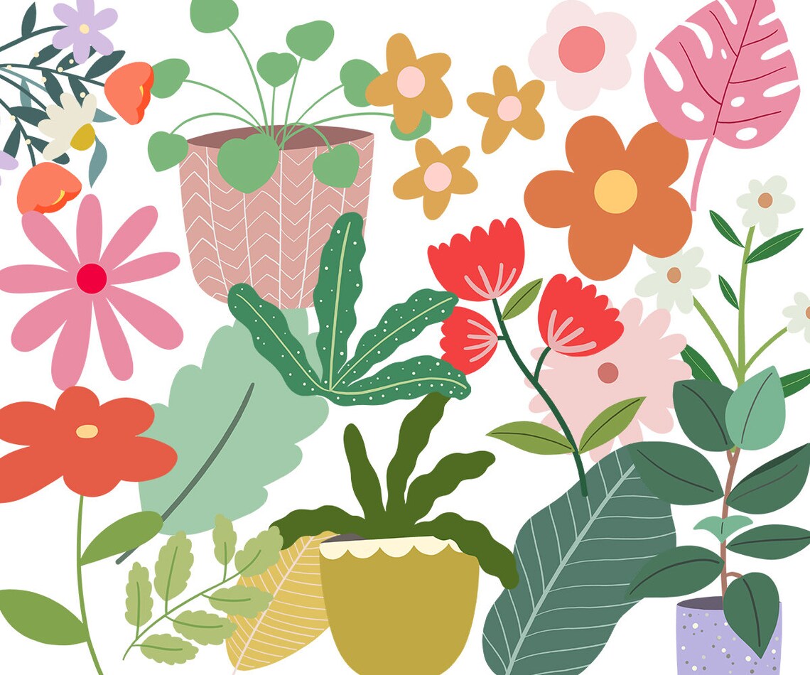 Floral Greenery Clipart Sticker Clipart Planner Sticker - Etsy