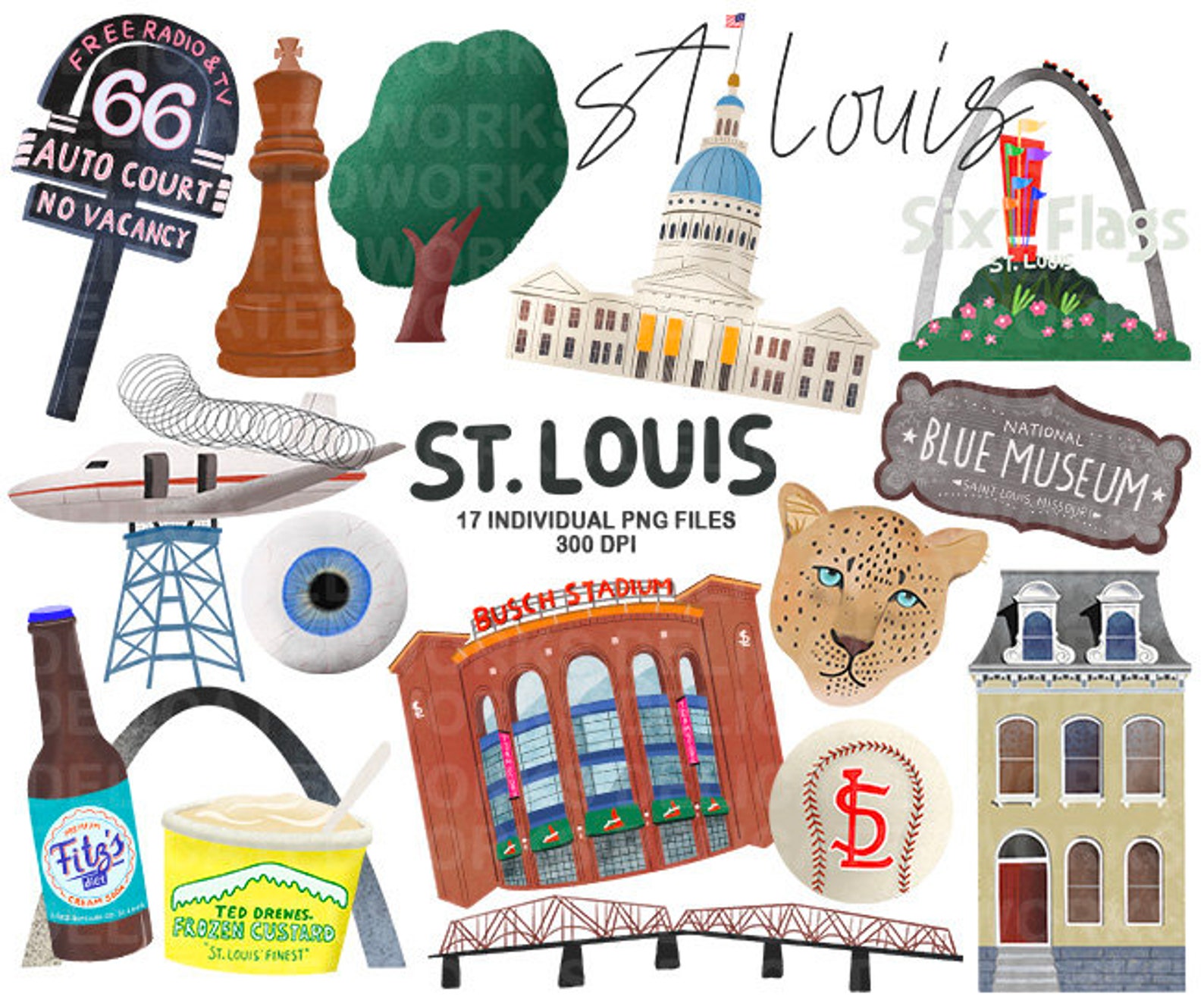 Saint Louis Clipart, St. Louis Travel Stickers for Planners and ...