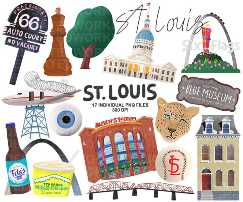 Saint Louis Clipart, St. Louis Travel Stickers for Planners and ...