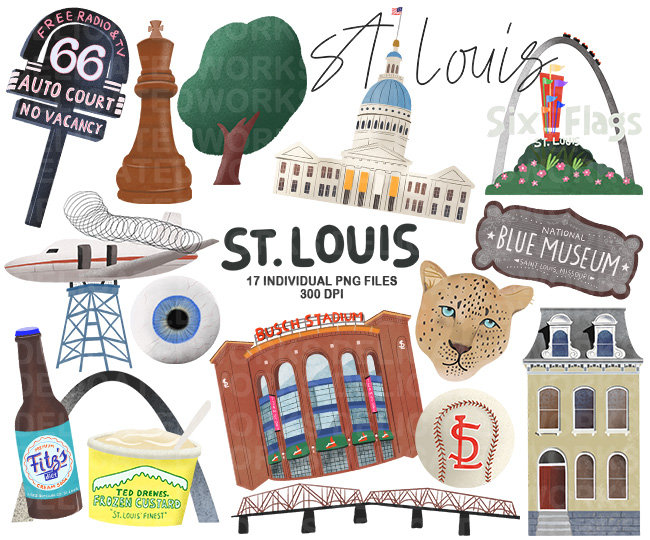 Saint Louis Clipart, St. Louis Travel Stickers for Planners and ...