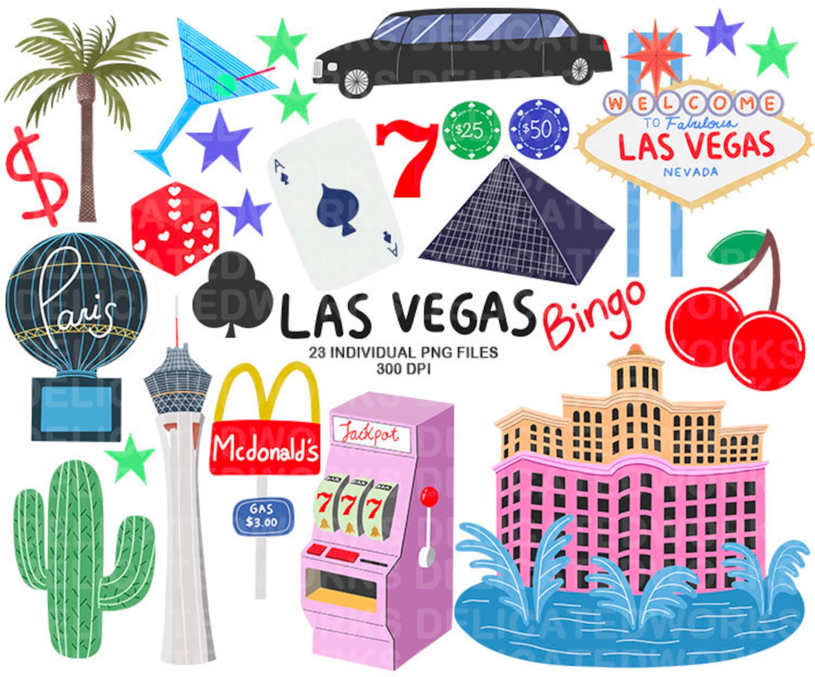 Las Vegas Clipart, Sticker Clipart, Clipart, Cute Clipart, City Clipart ...