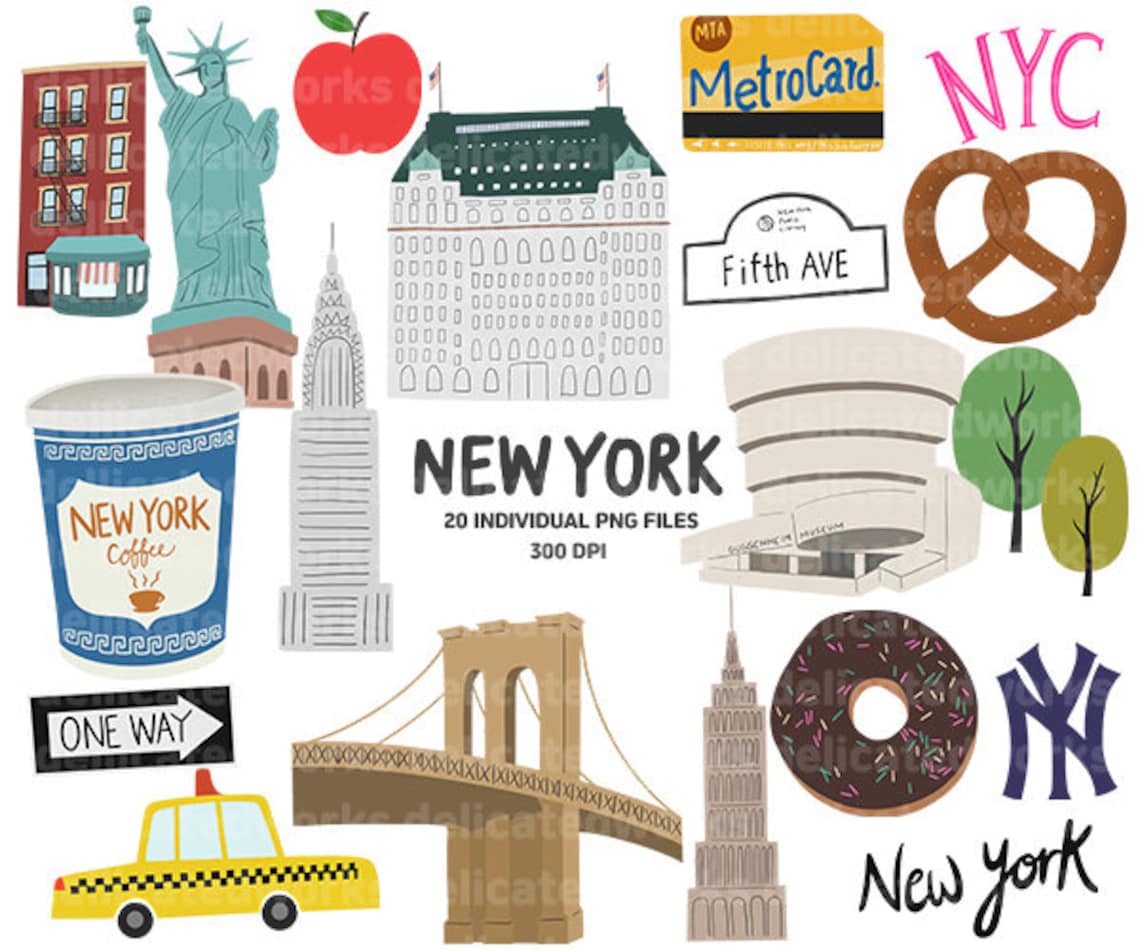 New York ClipArt Sticker Clipart NYC ClipArt Cute ClipArt | Etsy