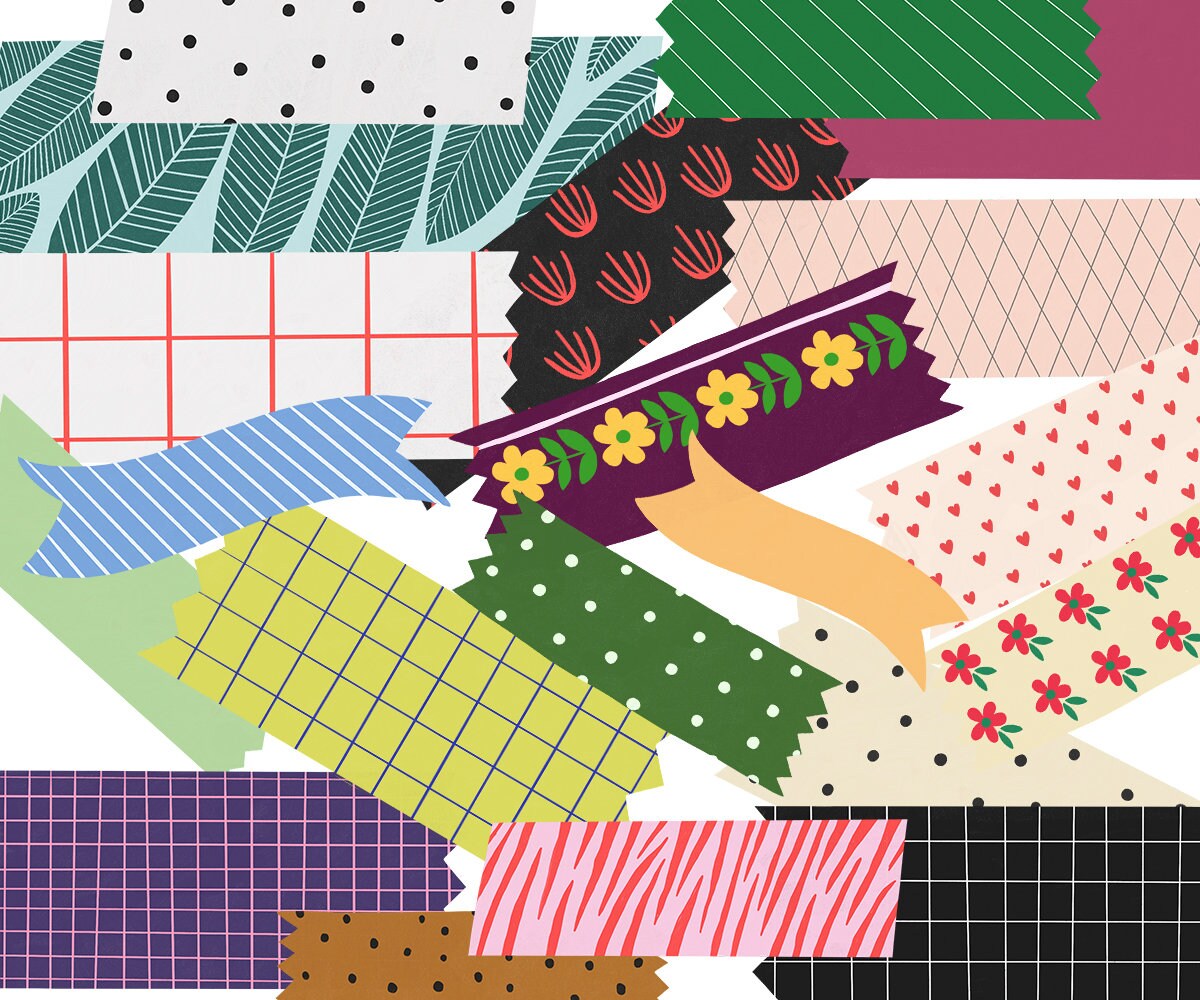 Washi Tape Clipart Sticker Clipart Digital Washi Tapes - Etsy