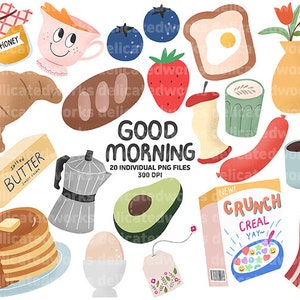 Breakfast Clipart, Sticker Clipart, Morning Clipart, Cute Clipart ...
