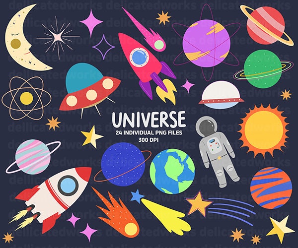 Universe Clipart, Sticker Clipart, Space Clipart, Cute Clipart, Clipart ...