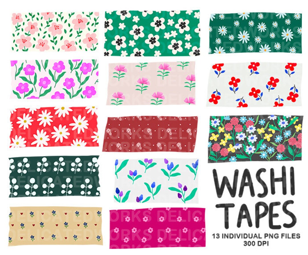 Flower Washi Tape Clipart, Sticker Clipart, Transparent Washi Tape ...