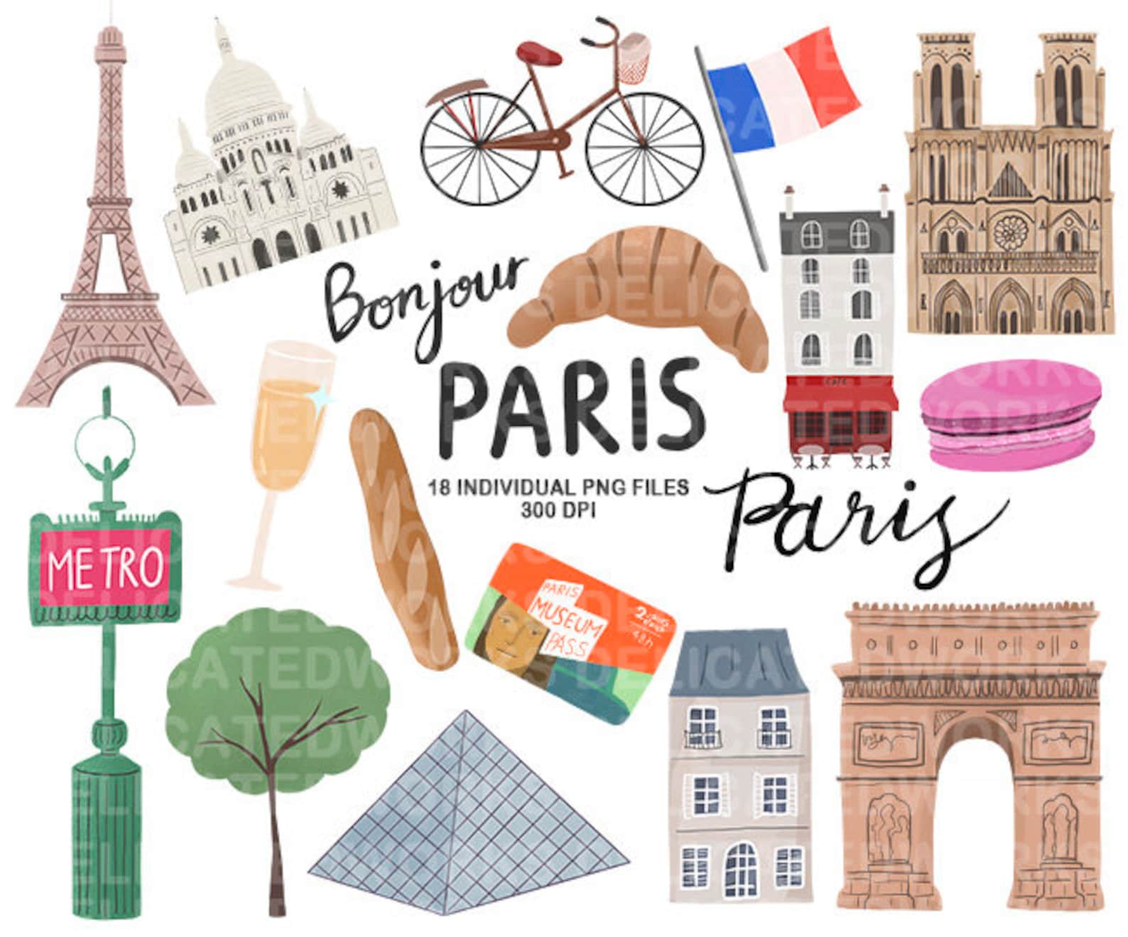 Famous Paris Clipart for Your Travel Planners & Journals - Etsy
