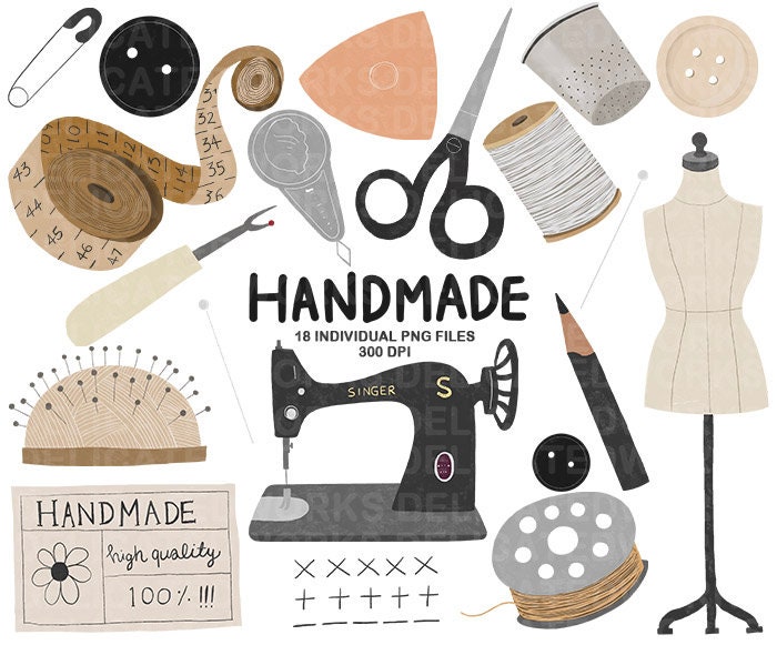 Handmade Clipart, Sticker Clipart, Sewing Clipart, Cute Clipart ...